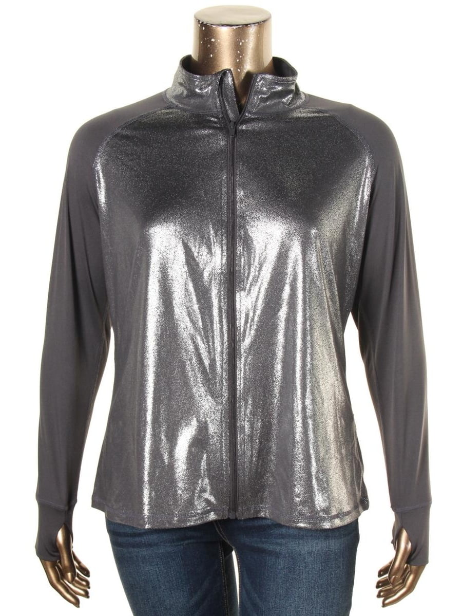 Material Girl Womens Plus Metallic Zip-Up Athletic Jacket - Walmart.com