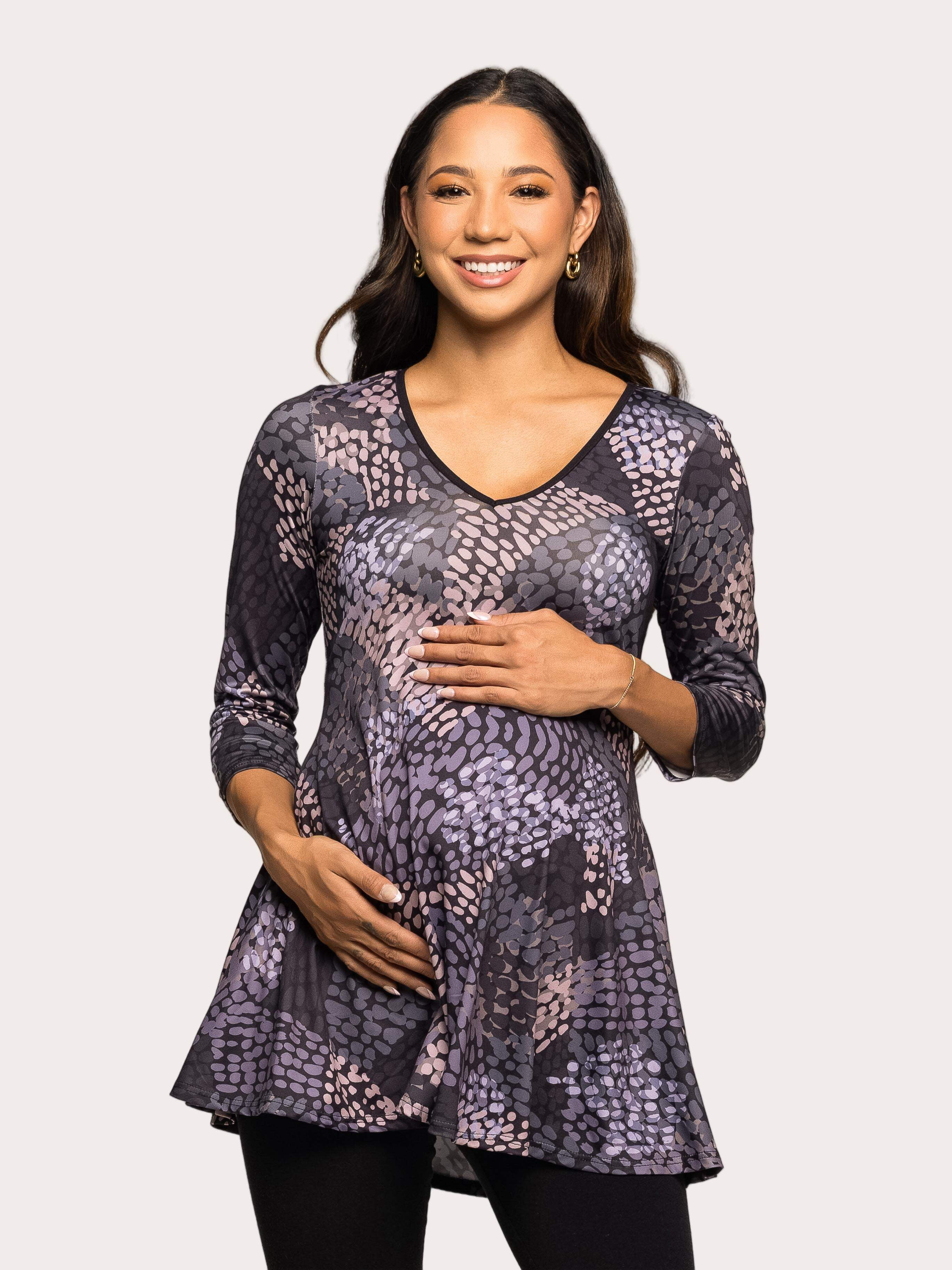 Maternity Abstract V Neck Swing Tunic Top - Walmart.com