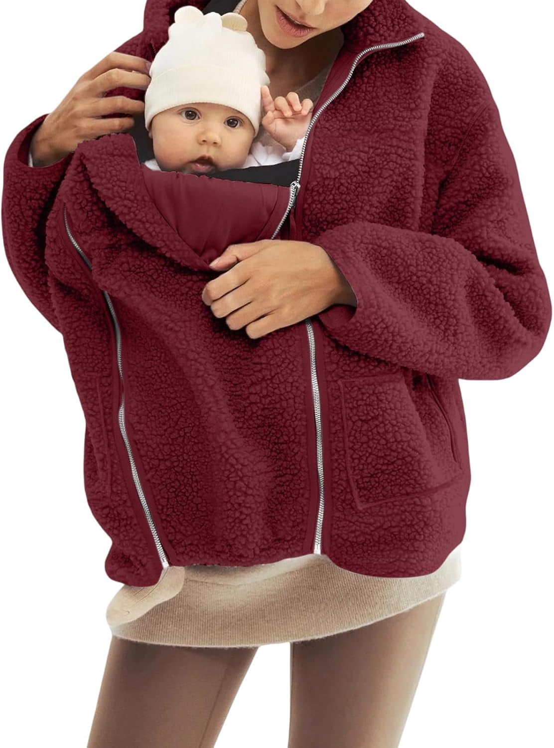 Maternity Baby Wearing Jacket, Women's 2-in-1 Winter Coat with Kangaroo ...