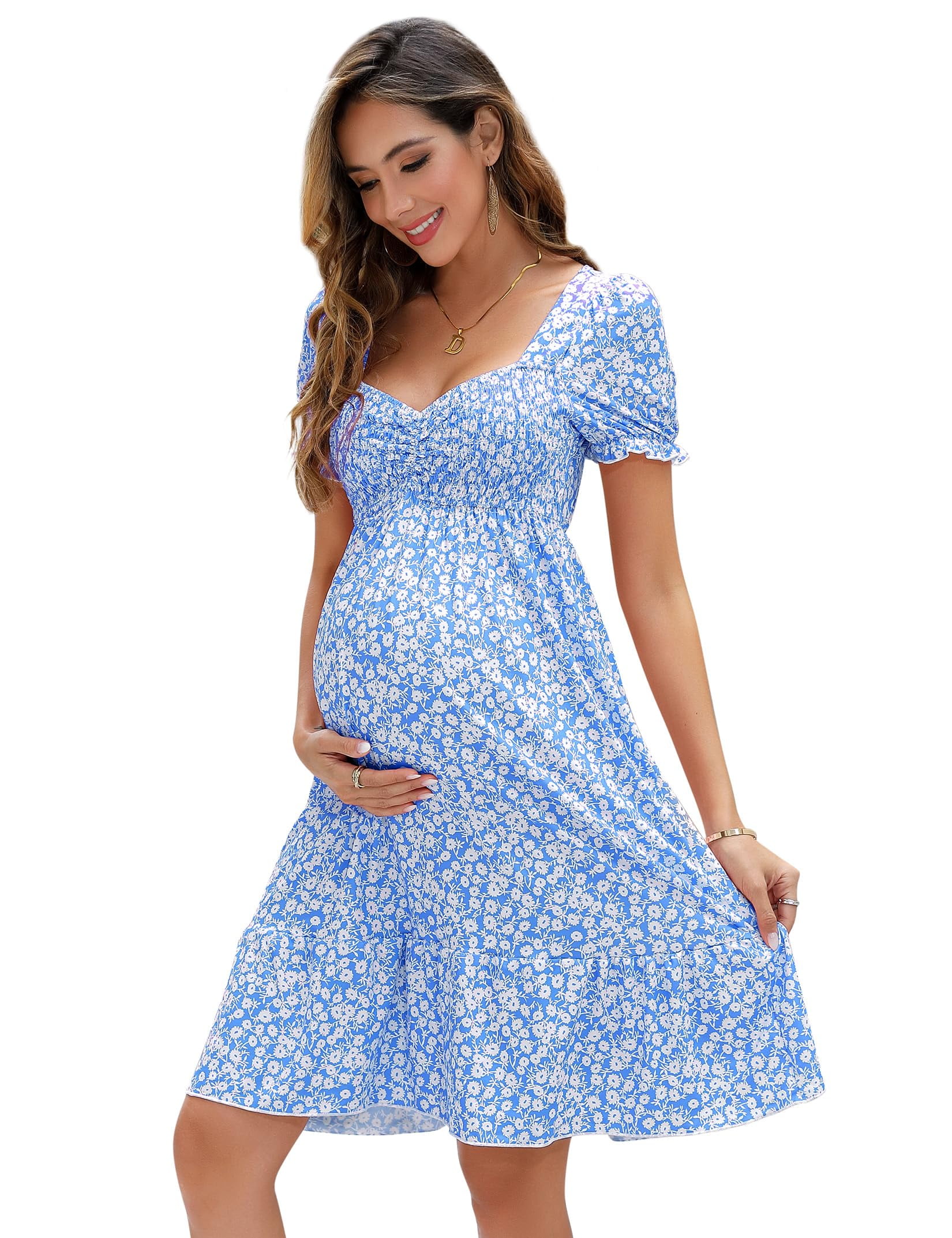 Maternity Dress Women's Maternity Dresses A Line Sweetheart Neck Ruffle ...