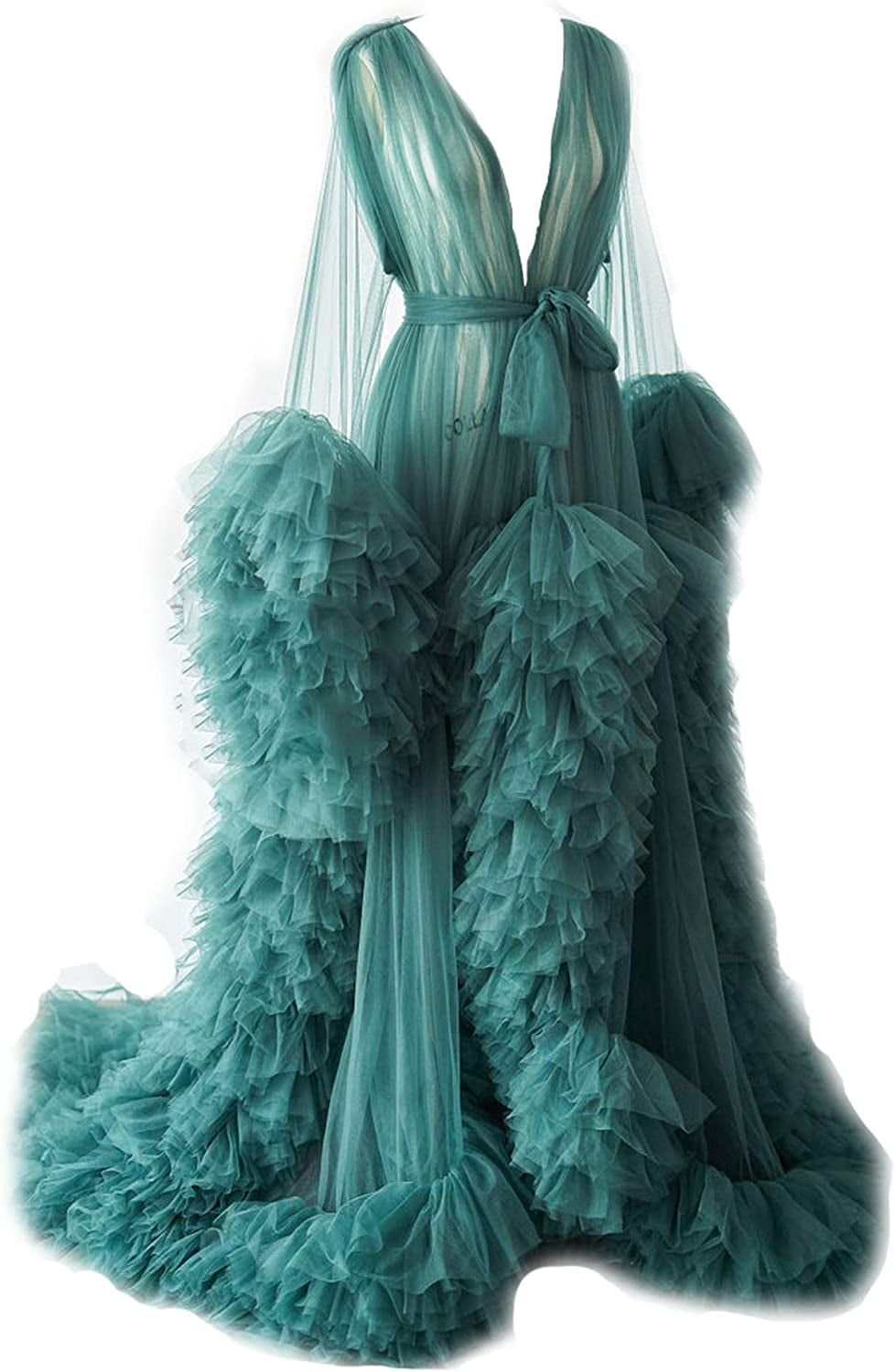 Maternity Dresses Pregnant Gowns Green Size S Long Sleeves Robe Tulle ...