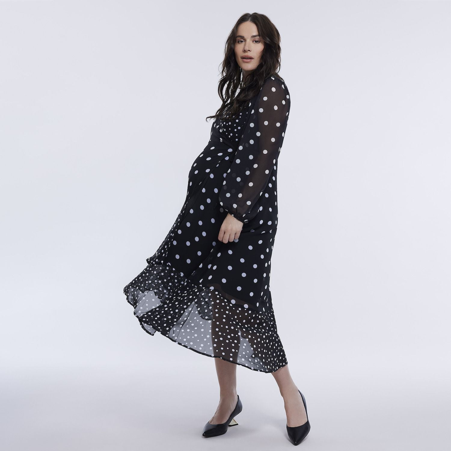 Maternity Motherhood® Woven Wrap Midi Dress Color: Mixed Dot Size: XXL ...