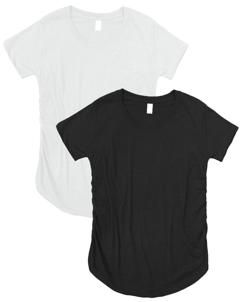 Maternity Ruched Round Bottom Shirts 2 Pack Black/White - Walmart.com