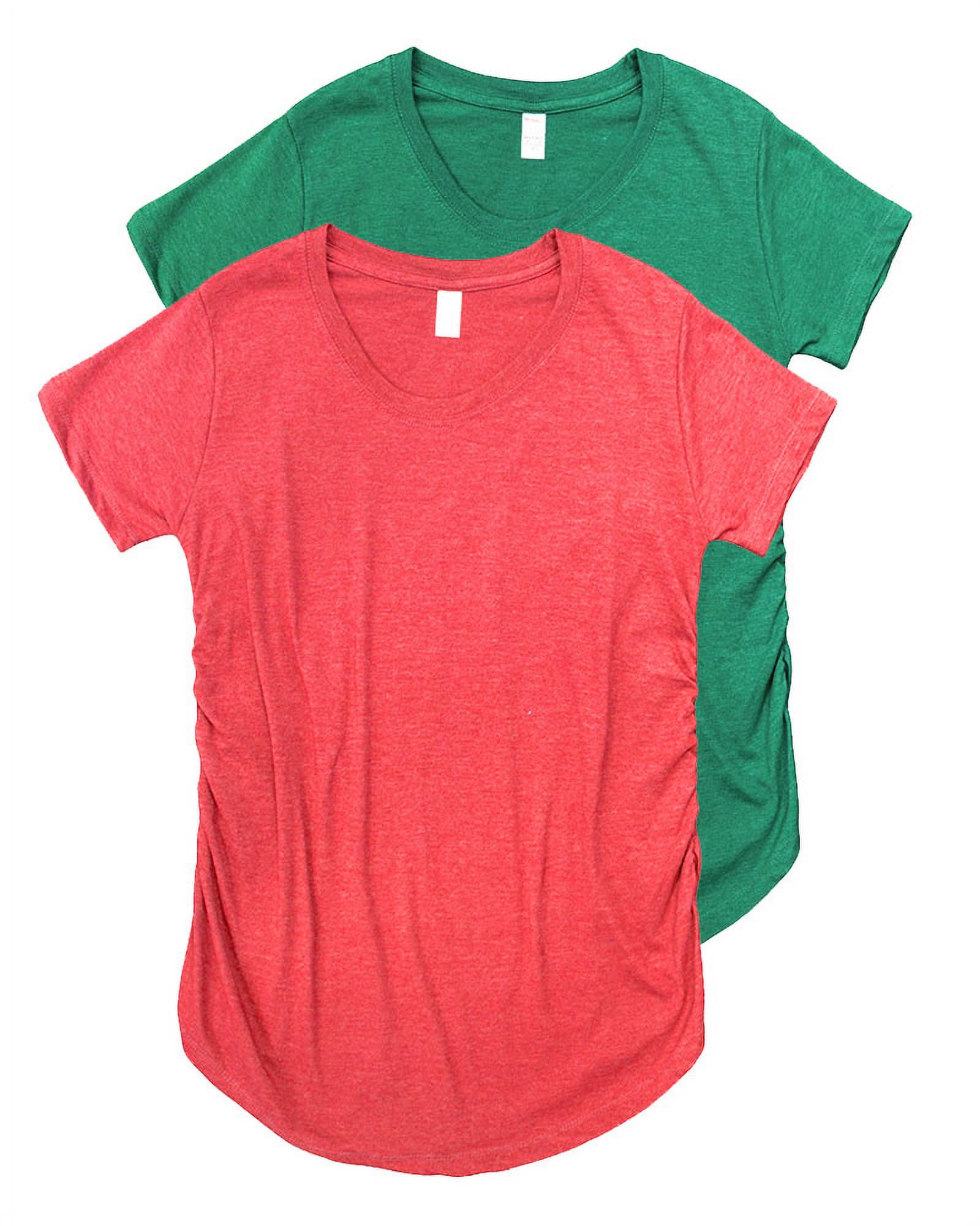 MONAG Maternity Ruched Round Bottom Shirts, 2 Pack, Red Green - Walmart.com