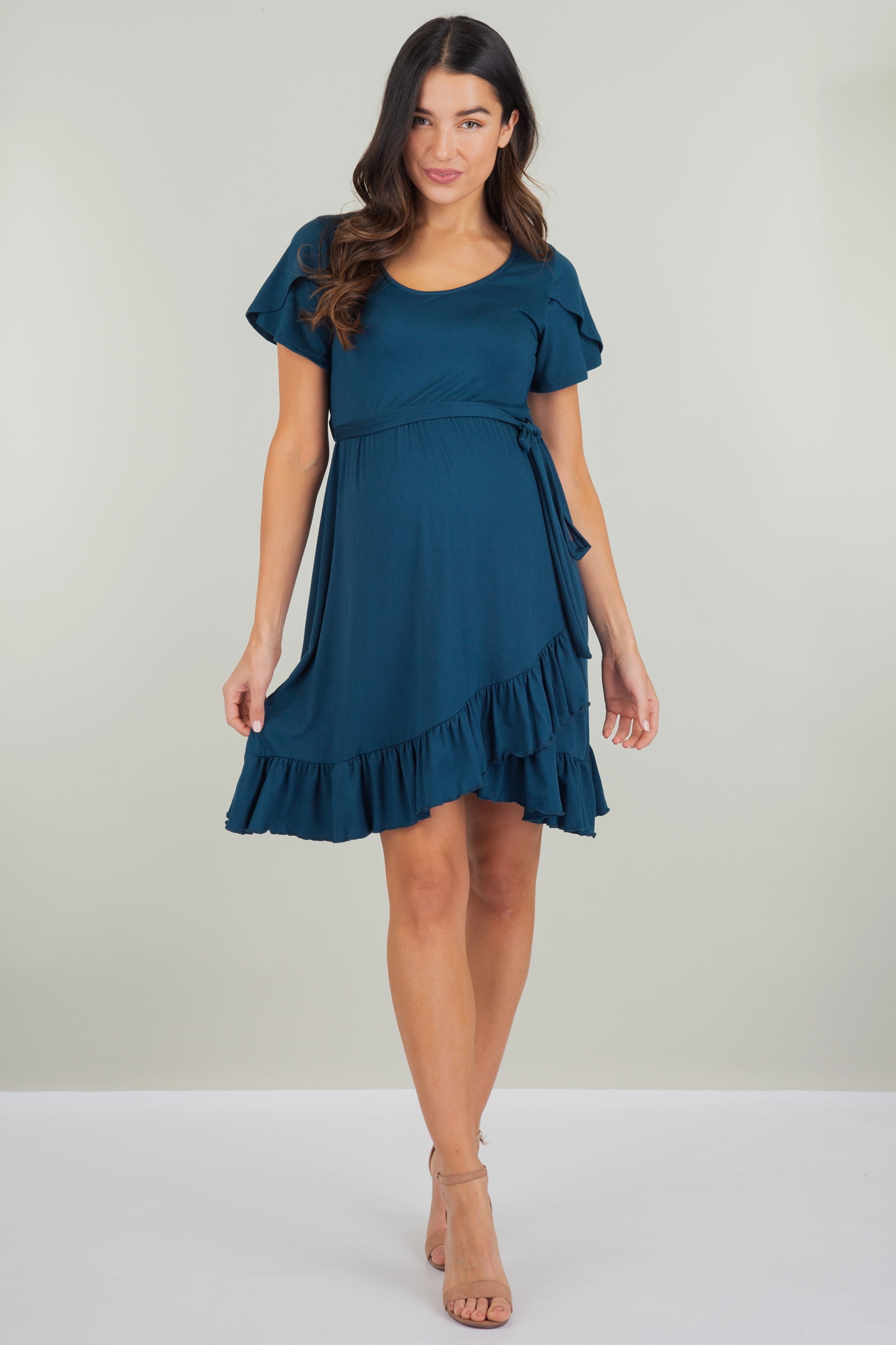Mother Bee Maternity Ruffle Dress for Pregnancy, Baby Shower with ...