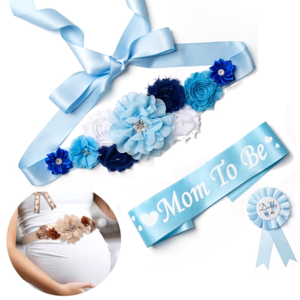 Maternity Sash Kit Mom to Be Daddy to Be Corsage Pins Sash Keepsake Flower Belt - Walmart.com