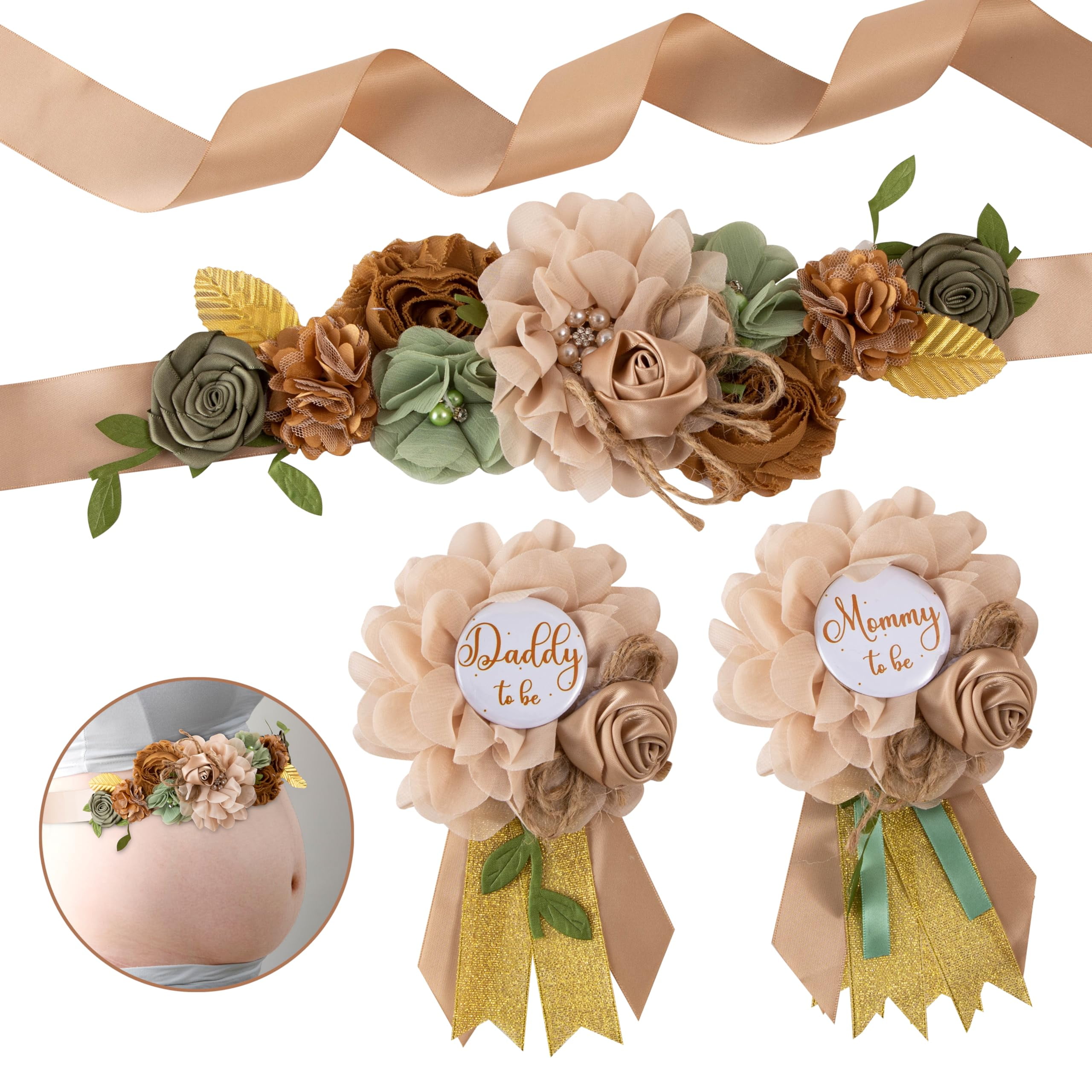 Maternity Sash & Pins Set Daddy To Be Corsage Mommy To Be Sash Pregnancy Sash Keepsake Baby ...