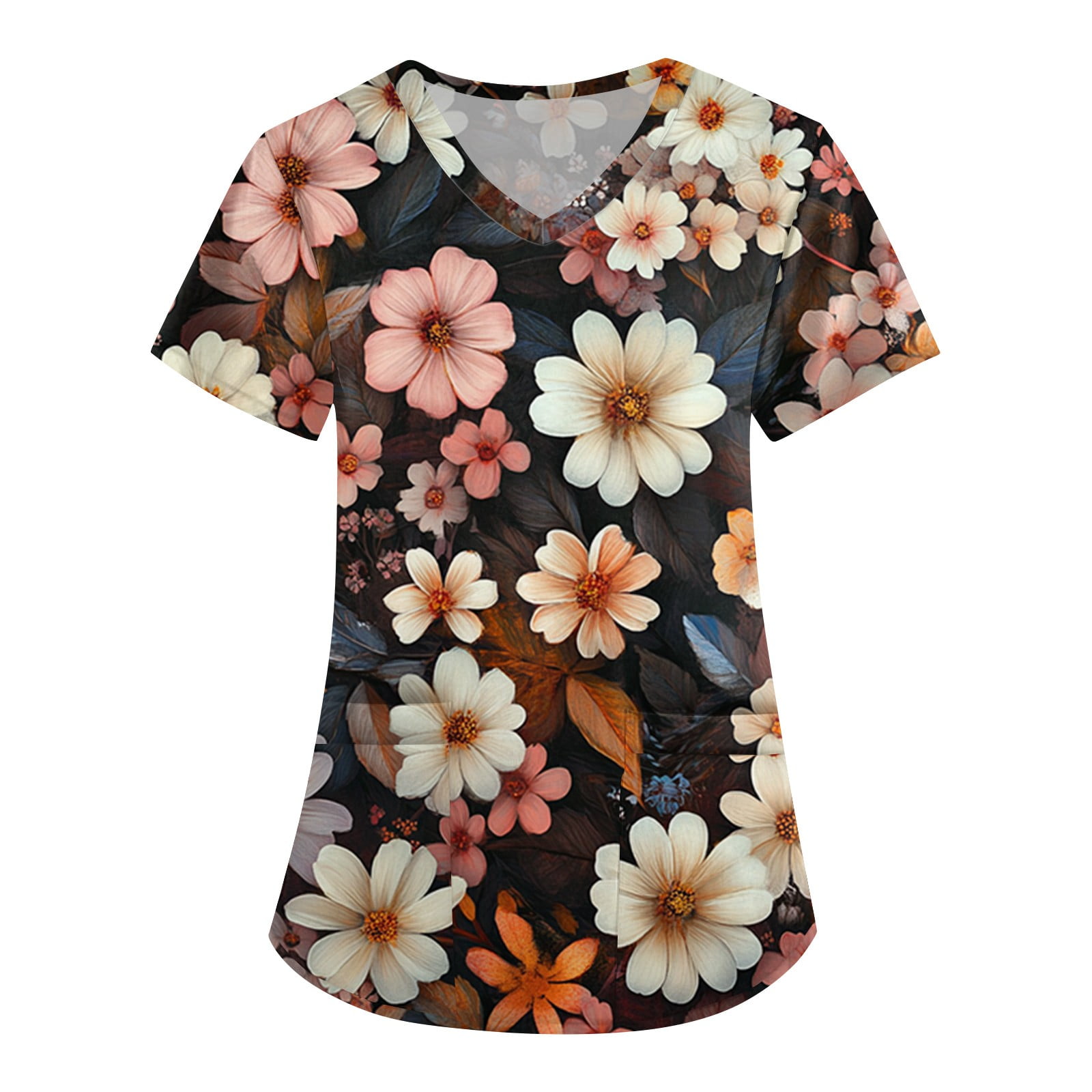 Maternity Scrubs for Nurses,Floral Print Scrub Tops - Side Pocket ...