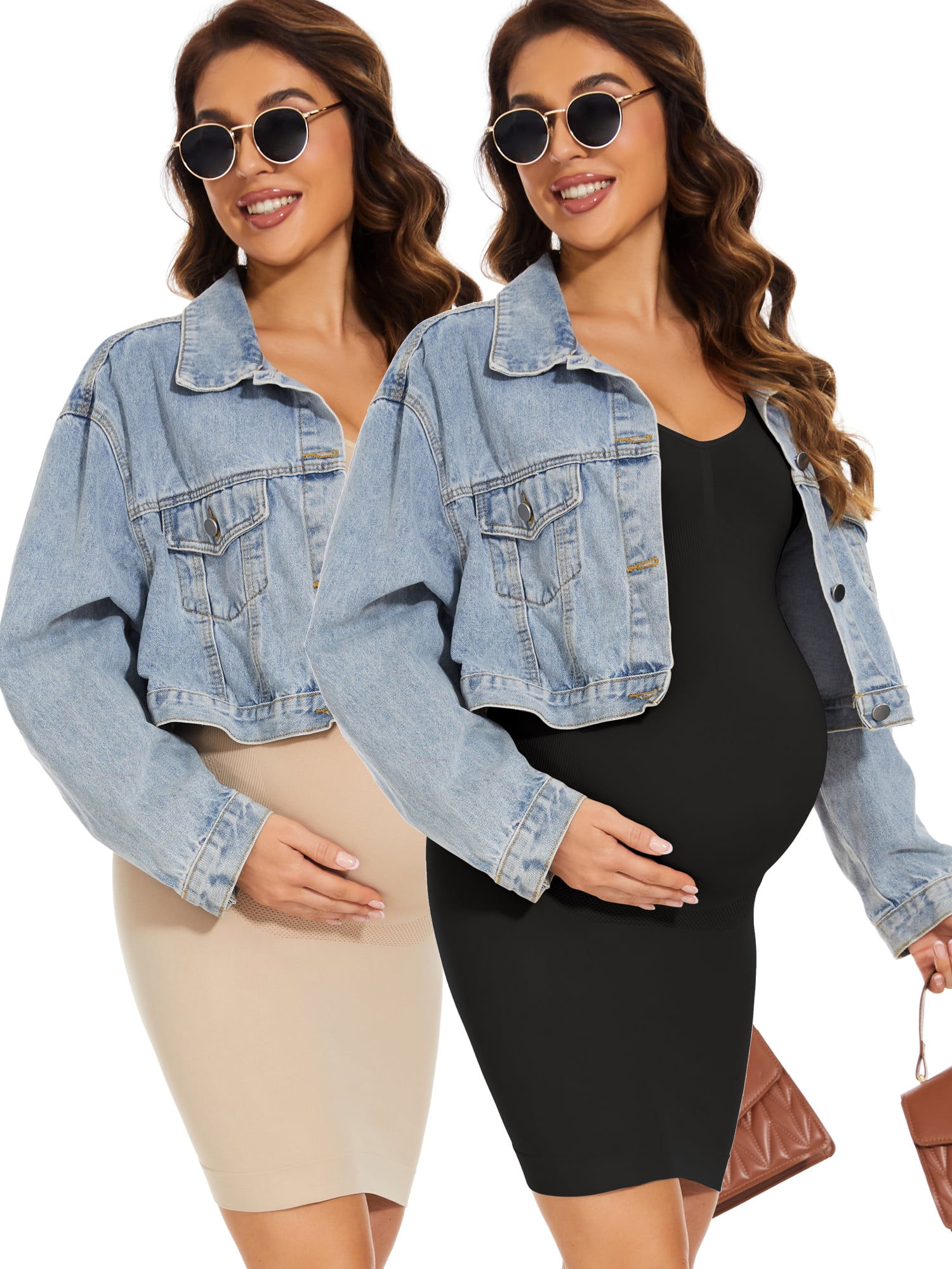 Maternity Shapewear Slip Dress for Women Full Slip Bodycon Sleeveless ...