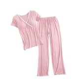 Maternity Two Piece Sets for Women V Neck Short Sleeve Tops and Elastic ...
