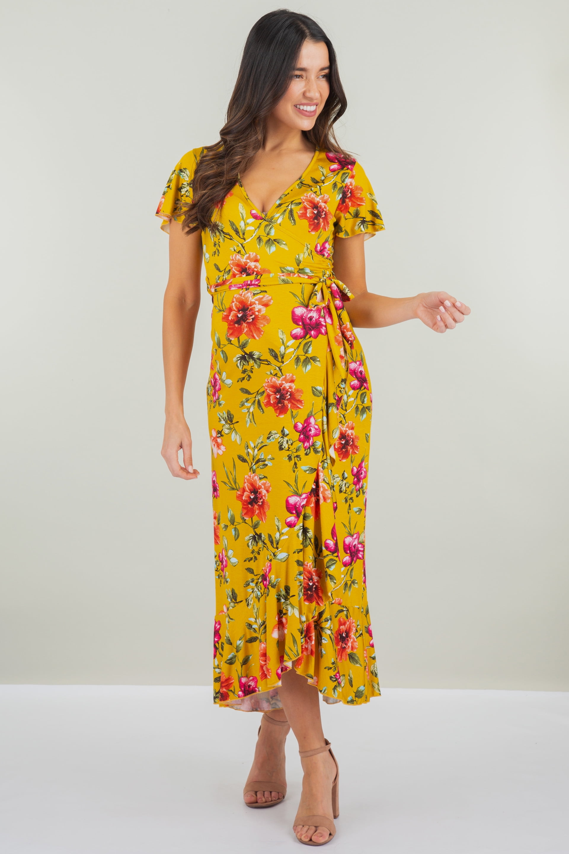Bee Unique Boutique Maternity Nursing Dress, Butterfly Sleeve, Hi-Low ...