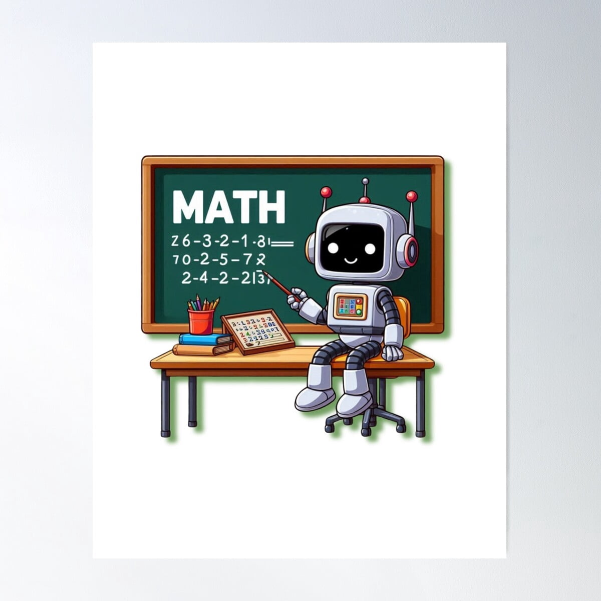 Math Adventures With Robo-Teacher Poster Wall Art, Modern Wall Decor ...
