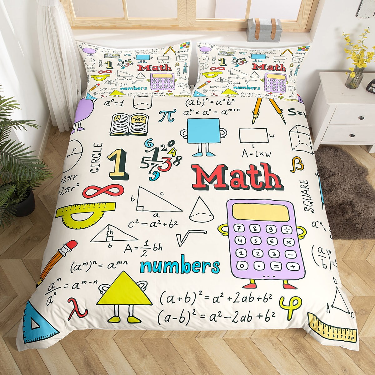 Math Bedding Set Math Equations Geometry Axis Art Comforter Cover for ...