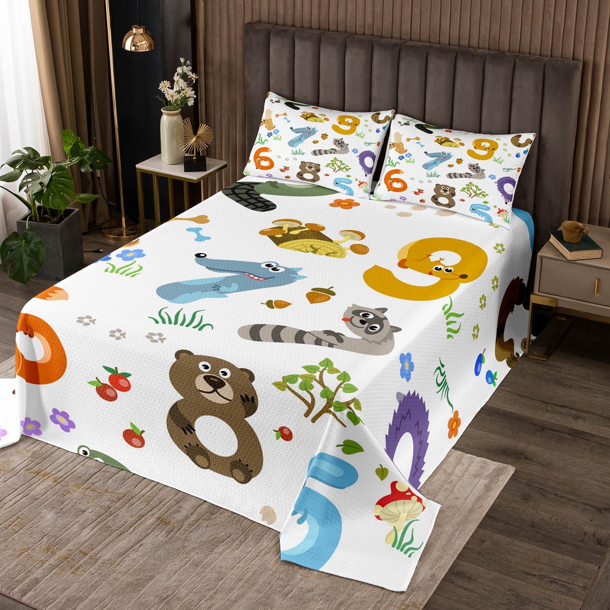 Math Bedspread Set for Kids Child Boys,Lovely Alphabet Numerals ...