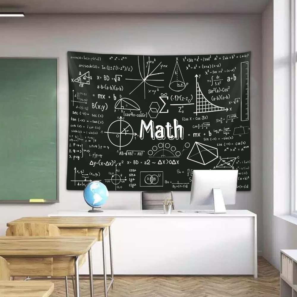 Math Classroom Tapestry, Equations Geometry Art Window Tapestries ...