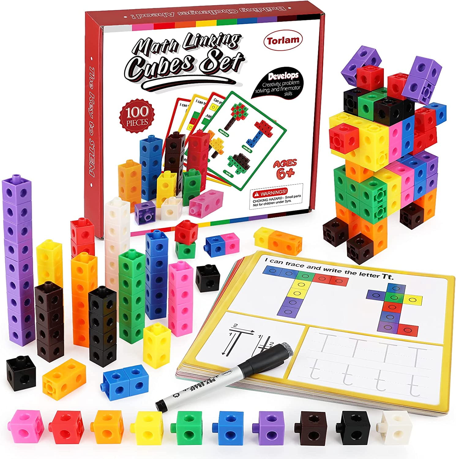 Math Cubes Math Manipulatives Activity Set, Counting Toys Snap Linking ...