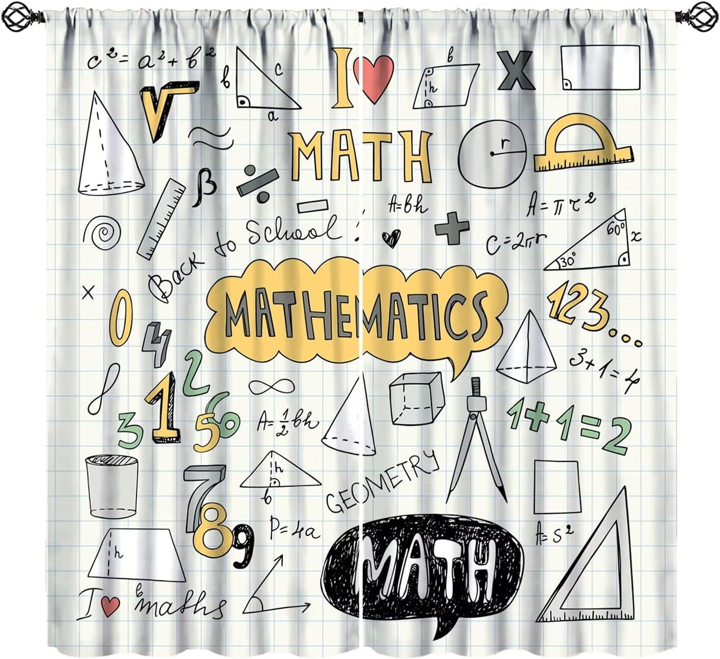 Math Curtains Colorful Funny Mathematics Drawing with Math Equations ...