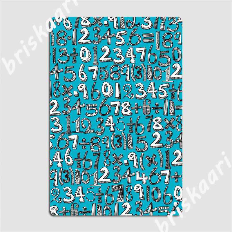Math Doodle Blue Poster Metal Plaque Wall Cave Bar Cave Retro Garage ...