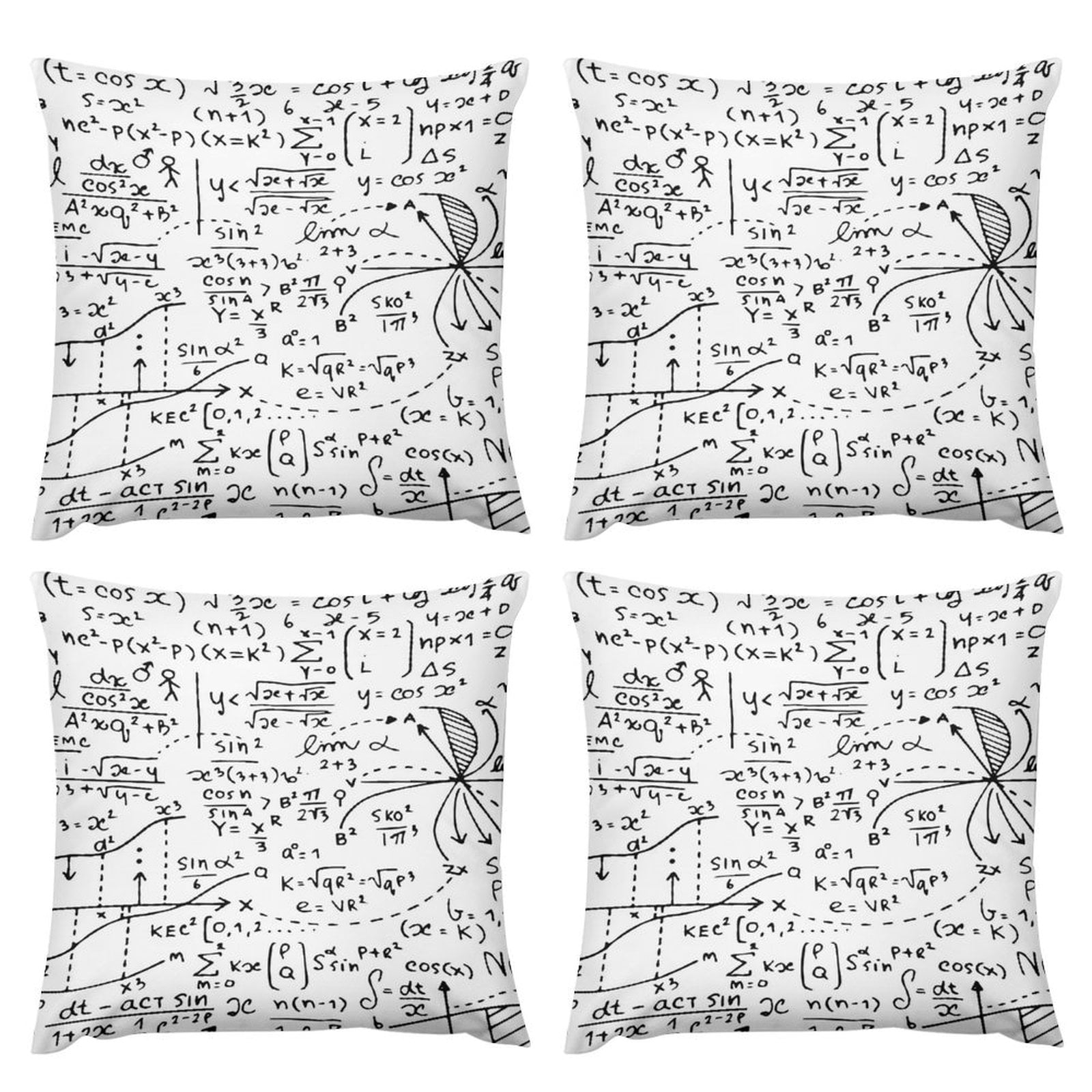 Math Education Pattern with Handwritten 4 Pcs Cushion Covers Sofa ...
