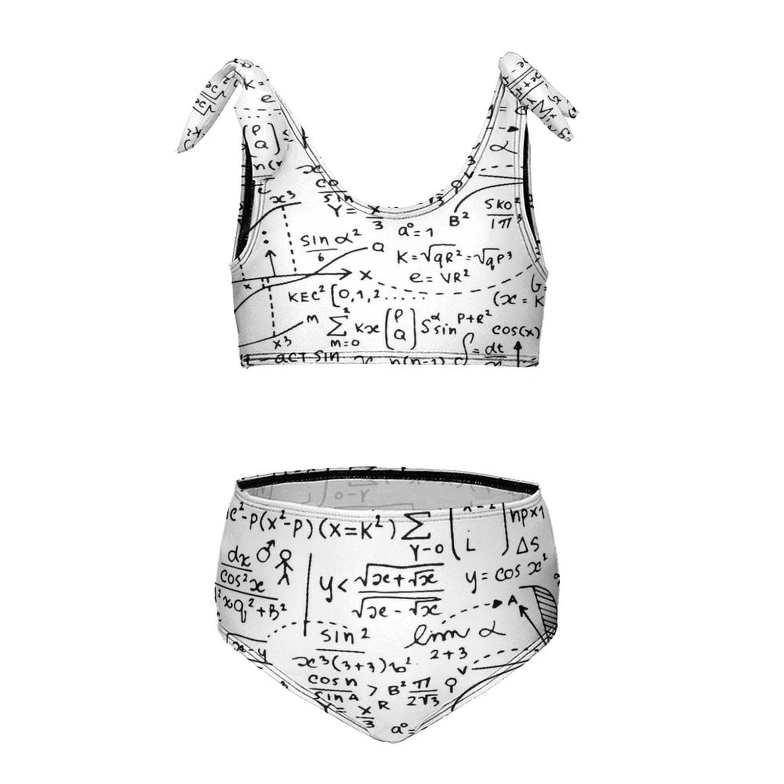 Math Education Pattern with Handwritten Girl's 2 Piece Bikini Set Beach ...