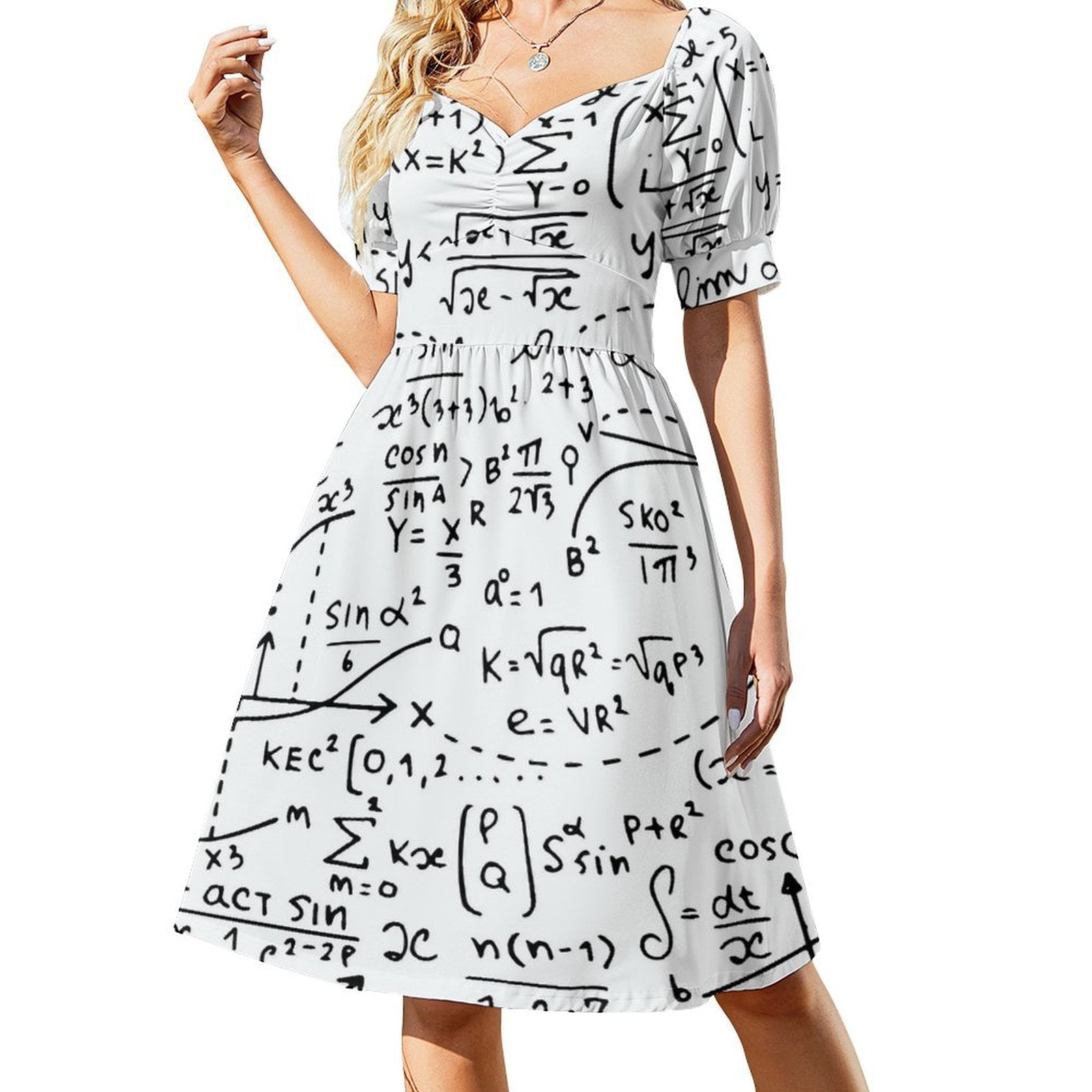 Math Education Pattern with Handwritten Short Sleeve Dress Clothes ...
