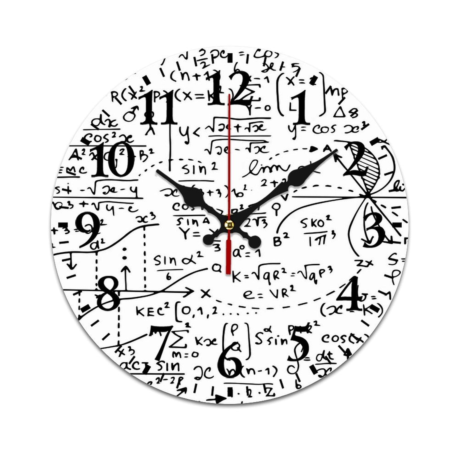Math Education Pattern with Handwritten Wall Clock Modern Design Clocks ...