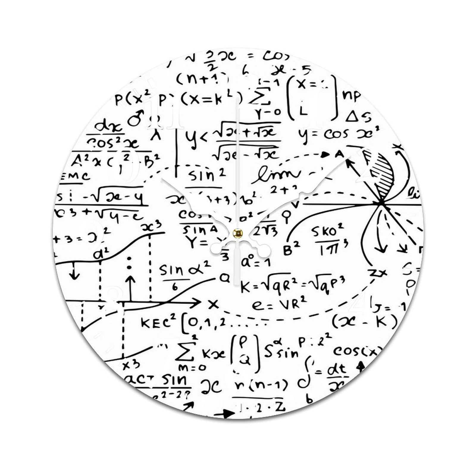 Math Education Pattern with Handwritten Wall Clock Modern Design Clocks ...
