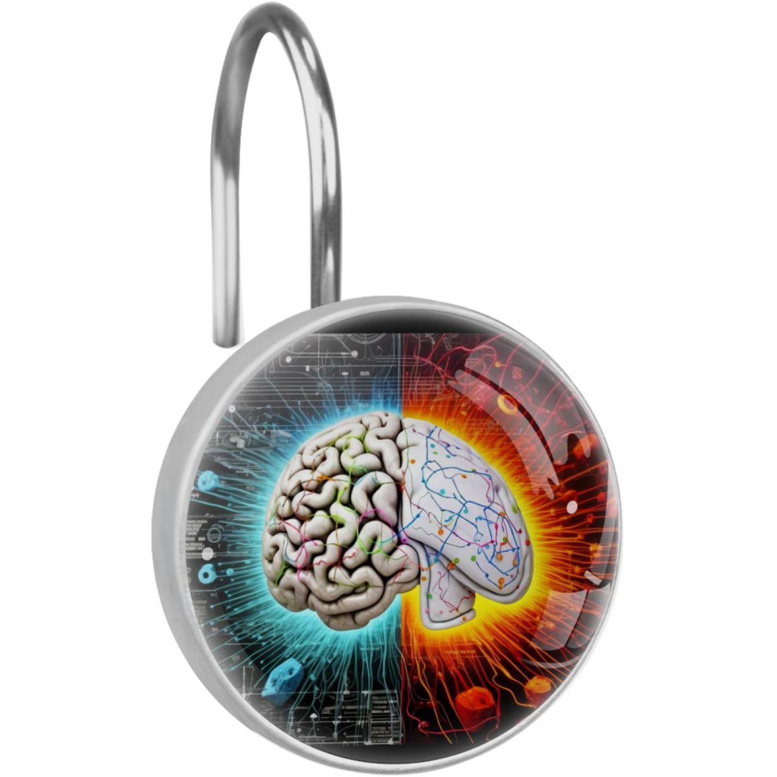 Math Engineering Brain Pattern 2PCS Unique Hooks Resin Glass Stainless ...