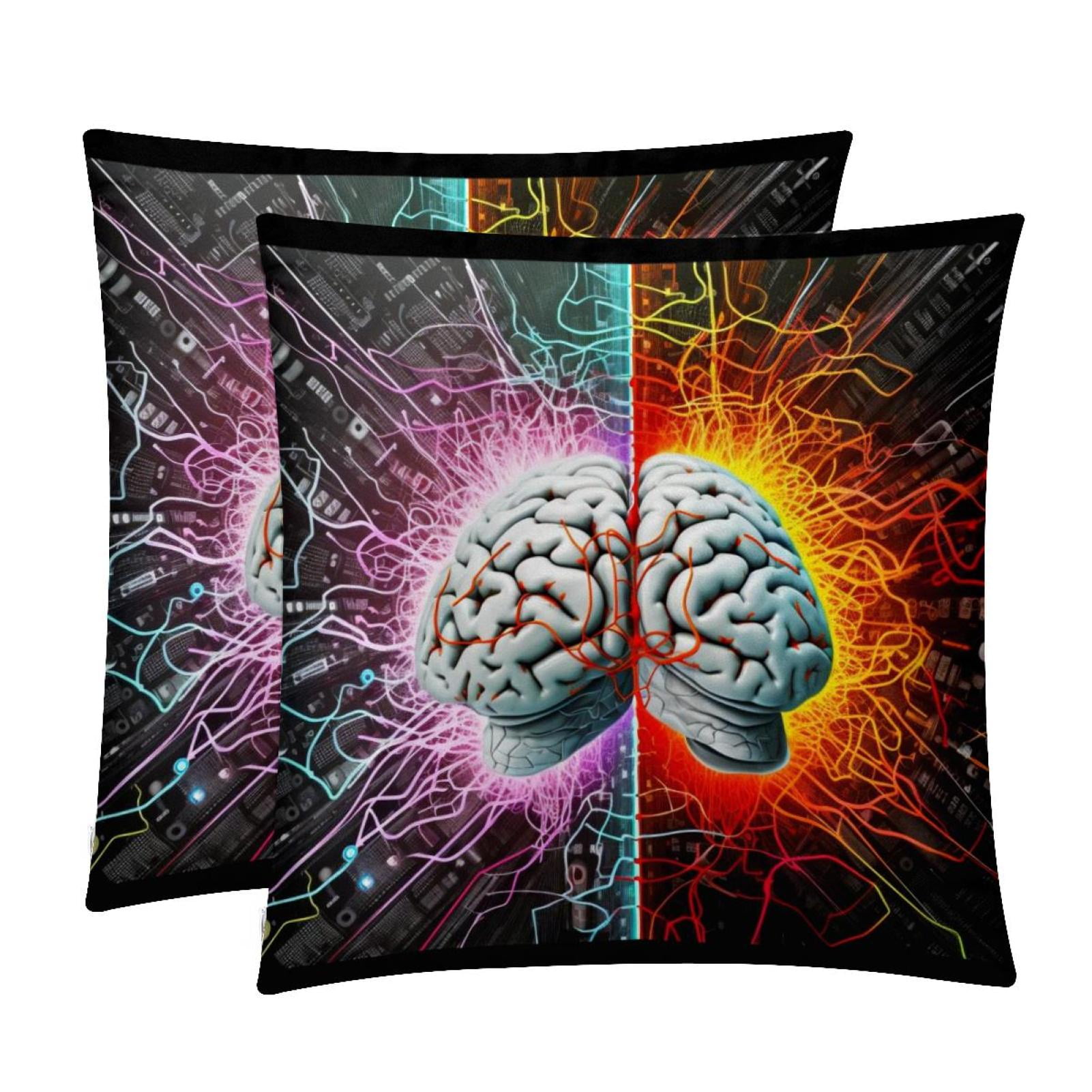 Math Engineering Brain Pattern 2pc Luxurious Velvet Throw Pillow Covers ...
