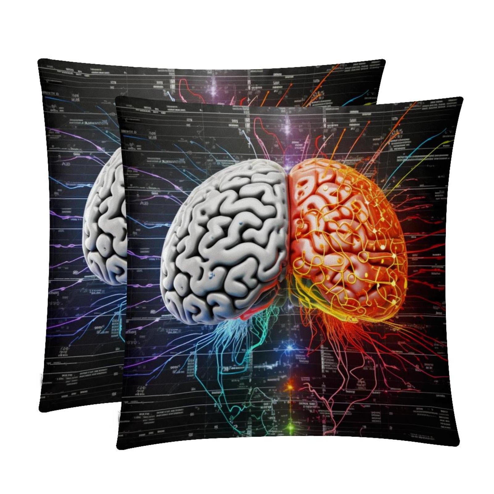 Math Engineering Brain Pattern 2pc Luxurious Velvet Throw Pillow Covers ...