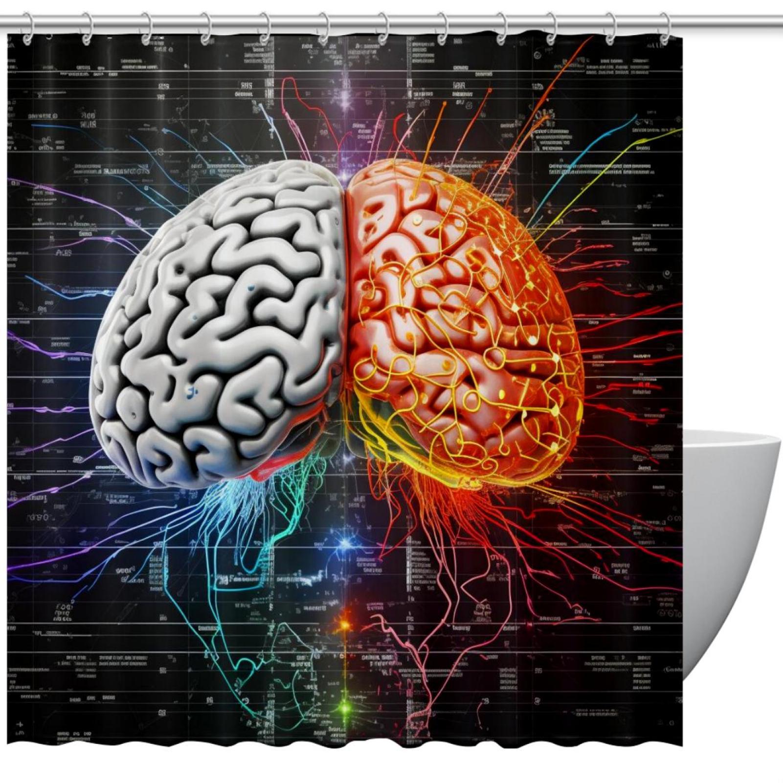 Math Engineering Brain Pattern Waterproof Shower Curtain Textured ...