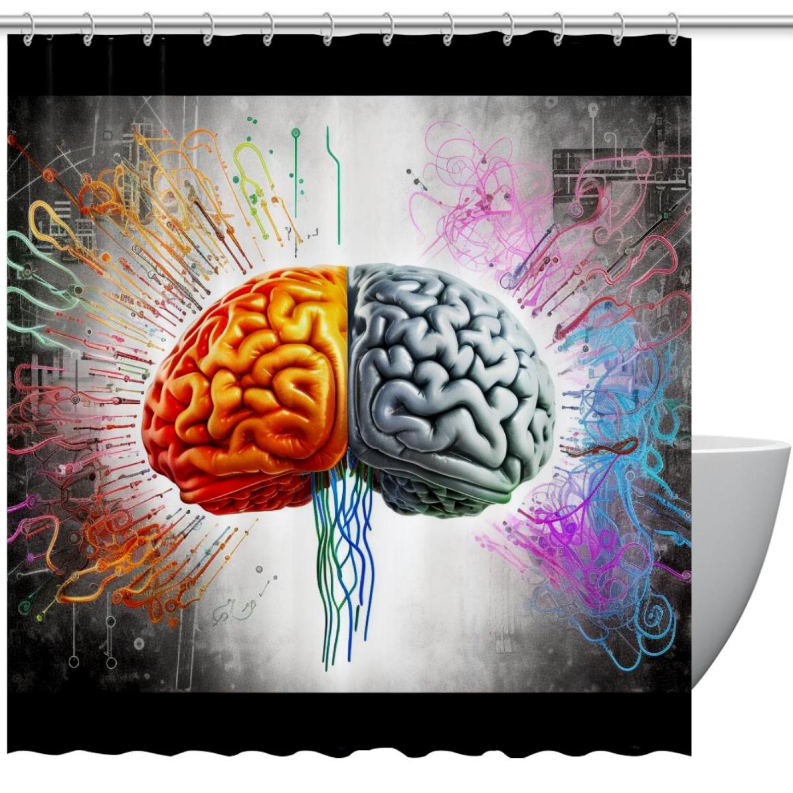 Math Engineering Brain Pattern Waterproof Shower Curtain Textured ...