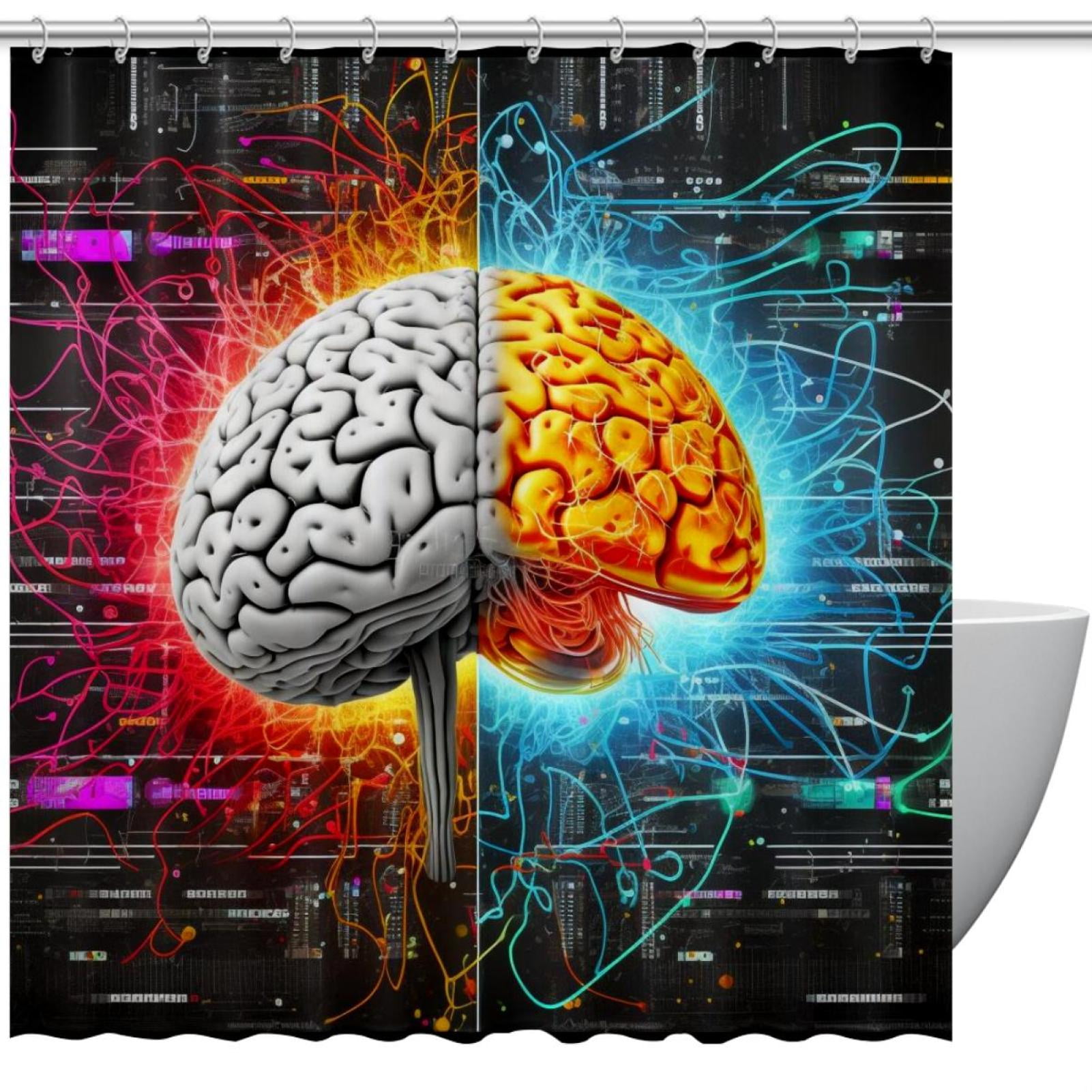 Math Engineering Brain Pattern Waterproof Shower Curtain Textured ...