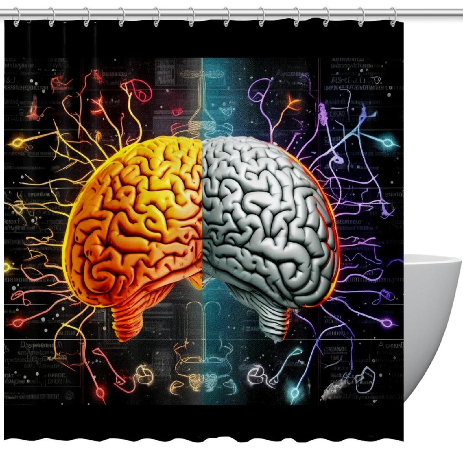 Math Engineering Brain Pattern Waterproof Shower Curtain Textured ...