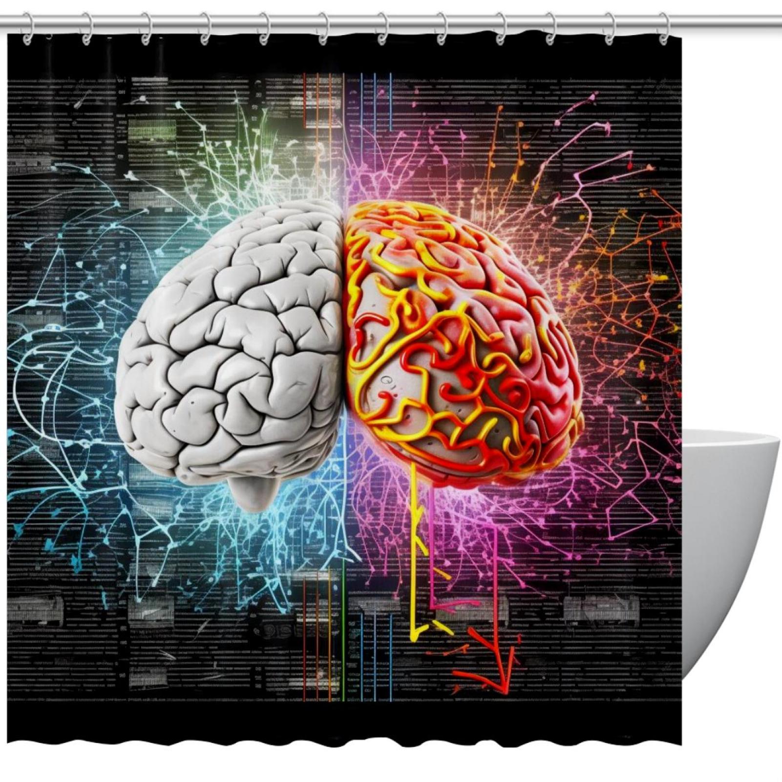 Math Engineering Brain Pattern Waterproof Shower Curtain Textured ...