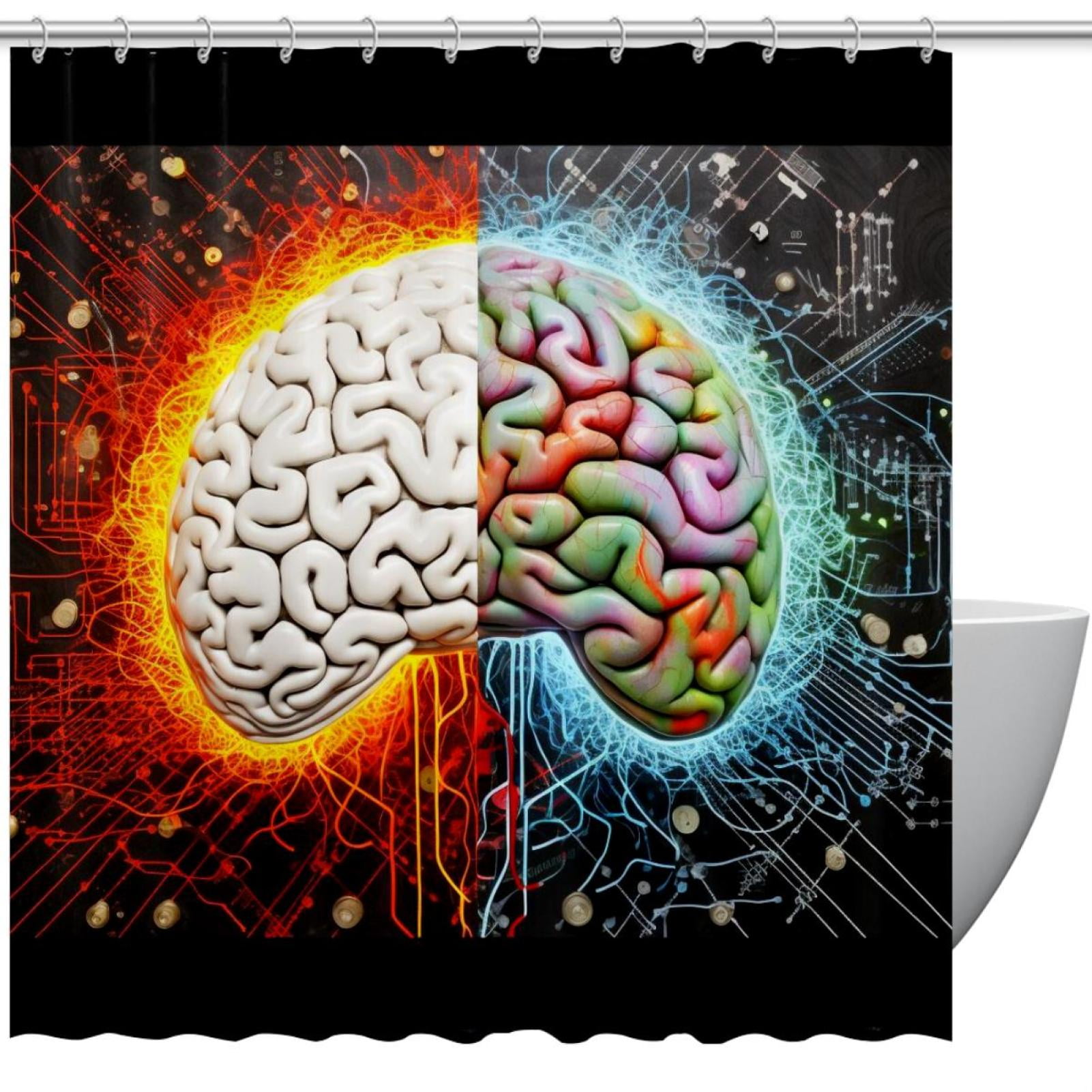 Math Engineering Brain Pattern Waterproof Shower Curtain Textured ...