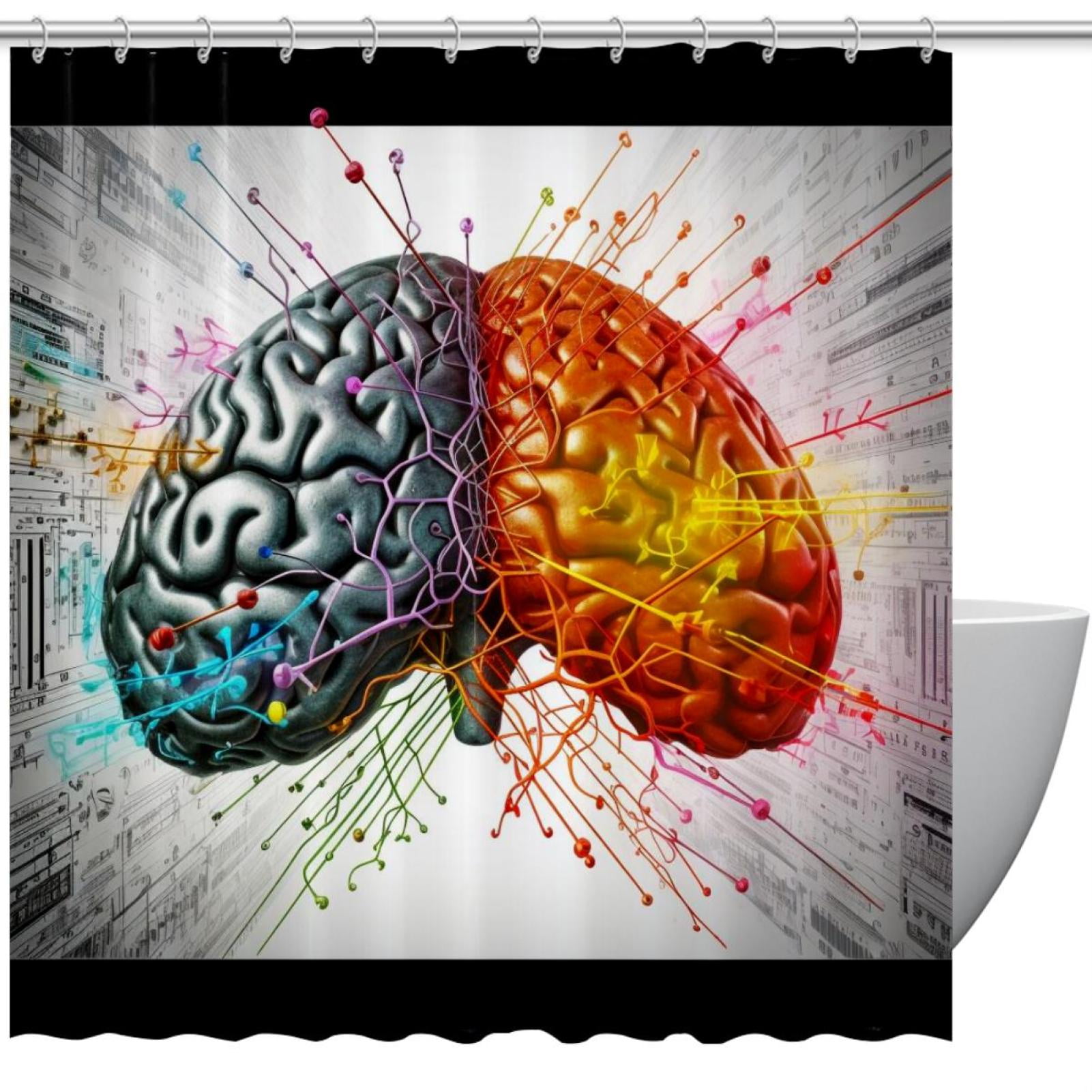 Math Engineering Brain Pattern Waterproof Shower Curtain Textured ...