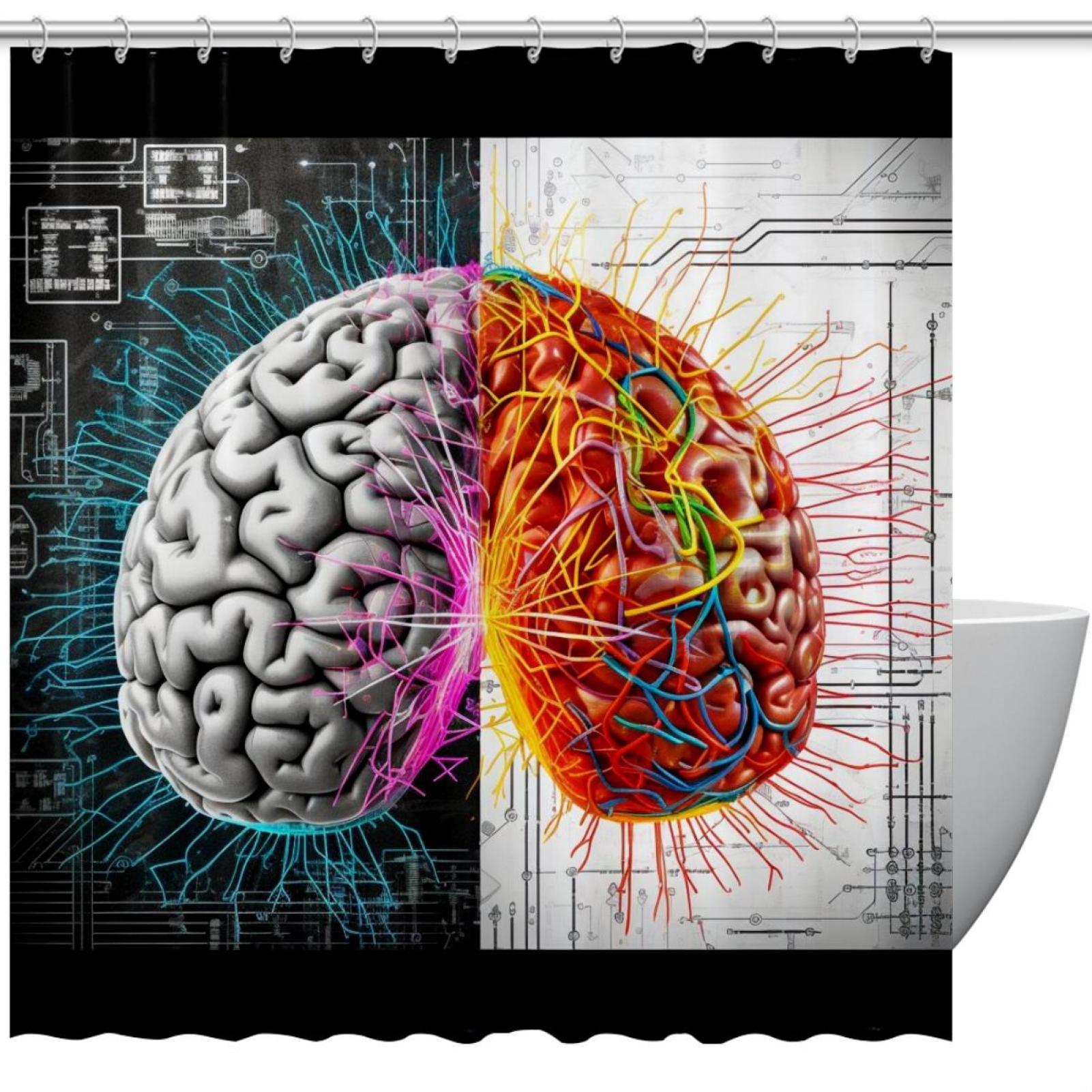 Math Engineering Brain Pattern Waterproof Shower Curtain Textured ...
