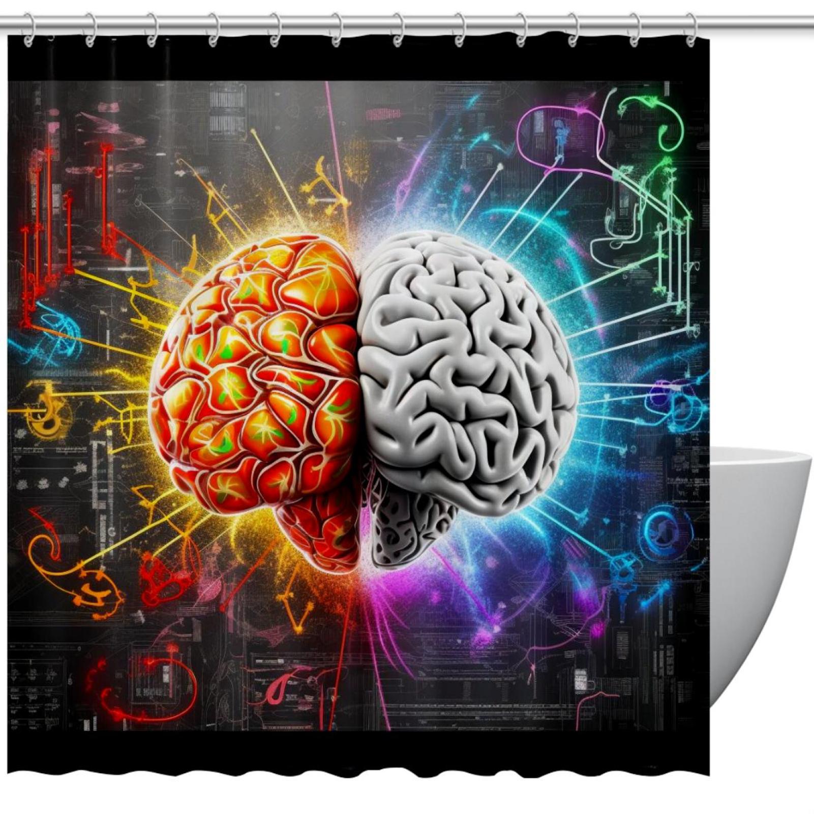 Math Engineering Brain Pattern Waterproof Shower Curtain Textured ...