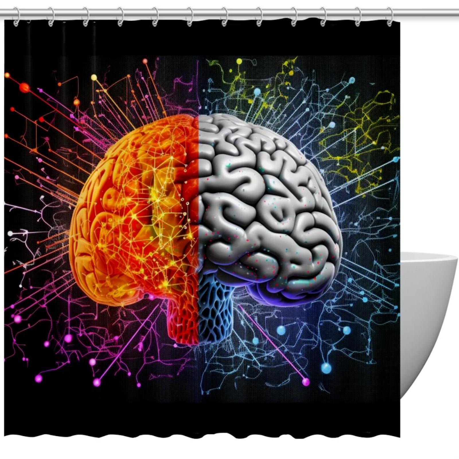 Math Engineering Brain Pattern Waterproof Shower Curtain Textured ...