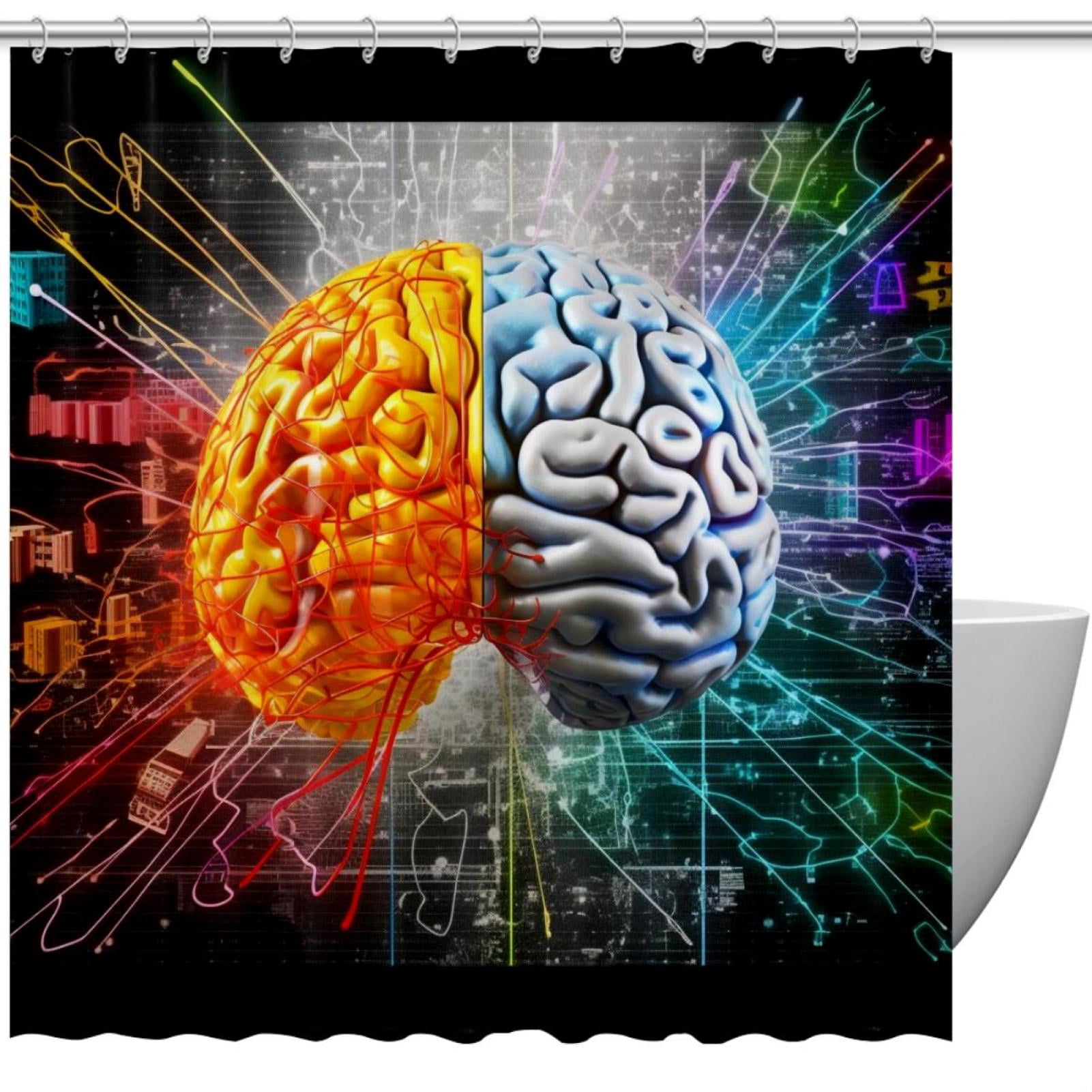 Math Engineering Brain Pattern Waterproof Shower Curtain Textured ...