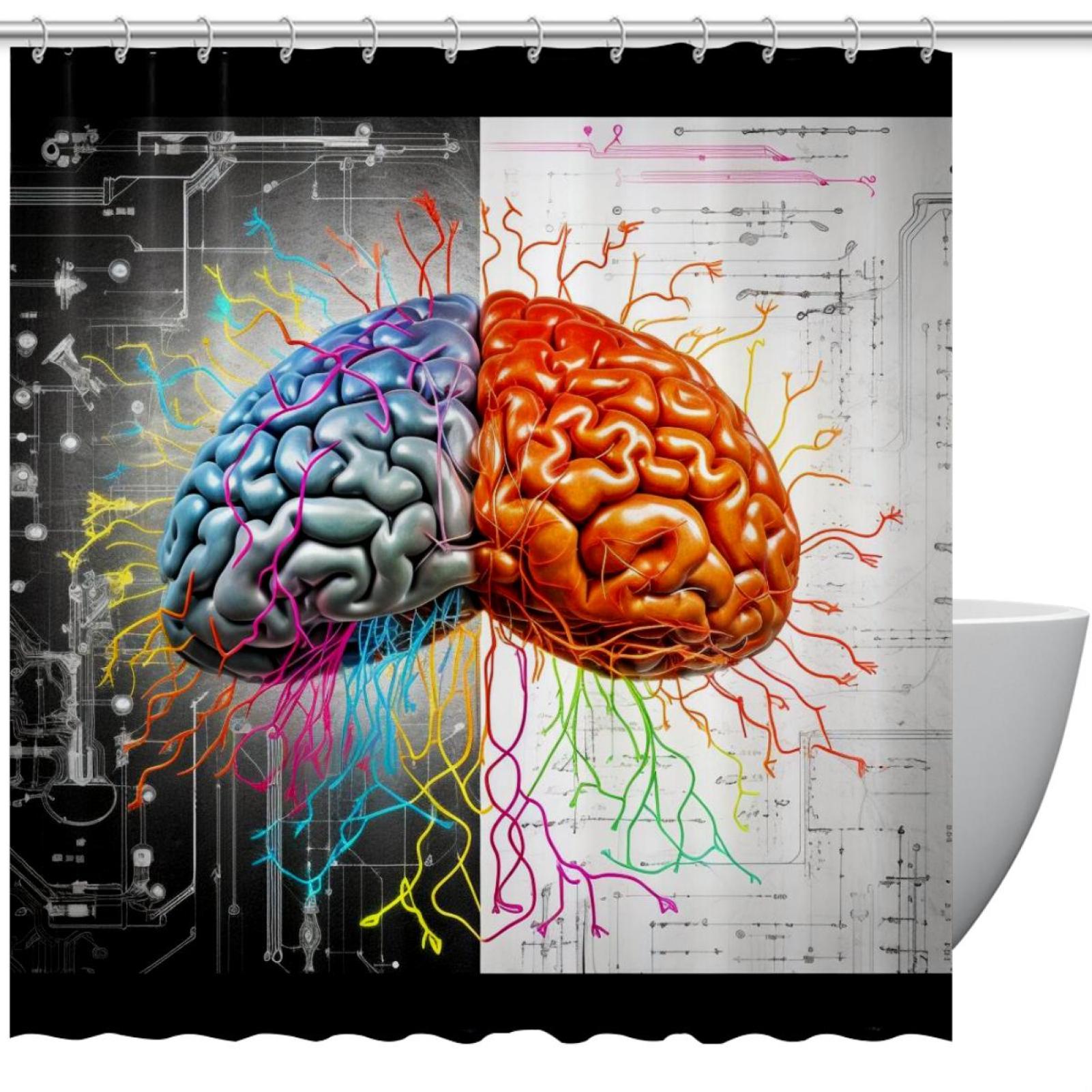 Math Engineering Brain Pattern Waterproof Shower Curtain Textured ...