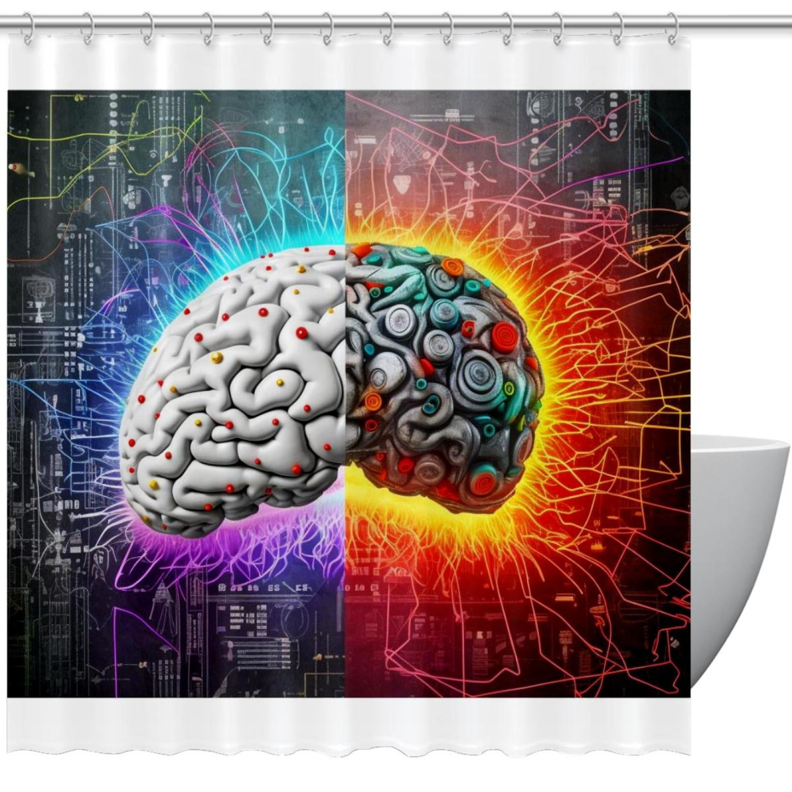 Math Engineering Brain Pattern Waterproof Shower Curtain Textured ...
