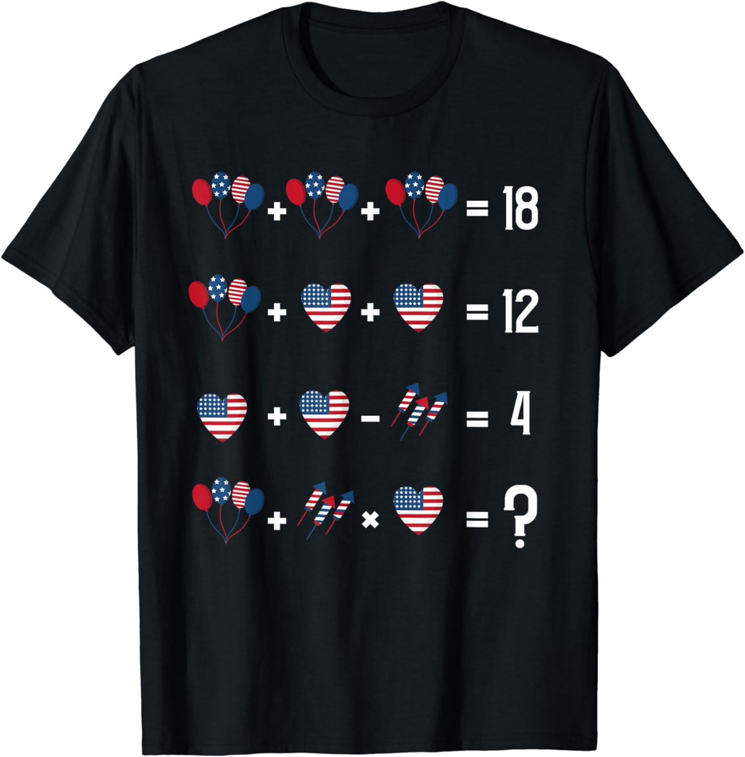 Math Equation 4th OF July American Flag Memorial Day Teacher Cotton T ...