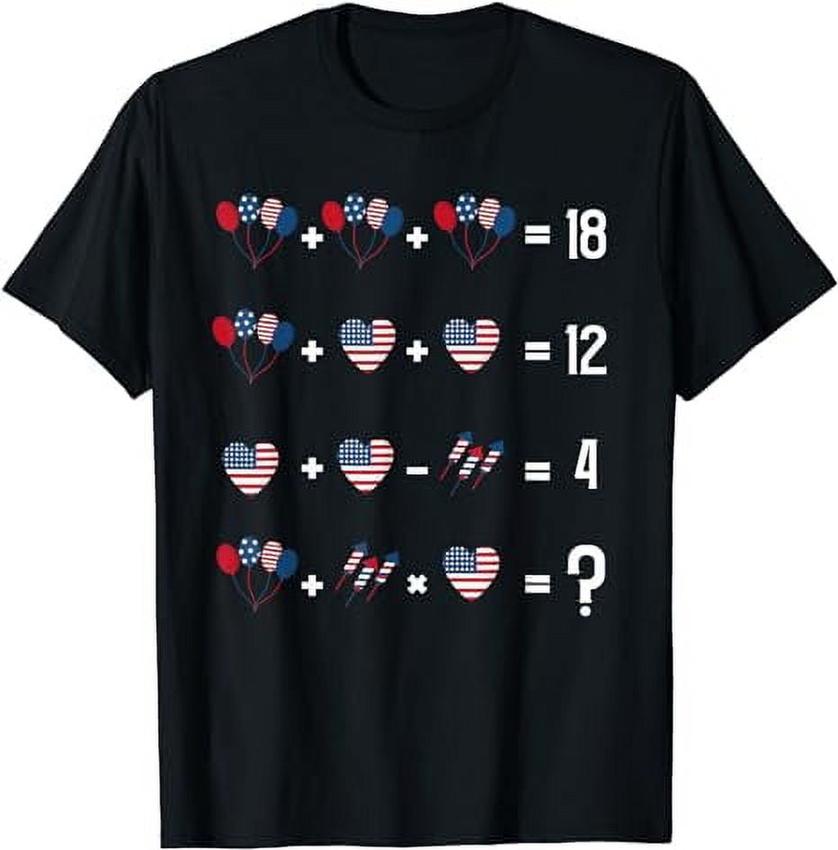 Math Equation 4th OF July American Flag Memorial Day Teacher T-Shirt ...
