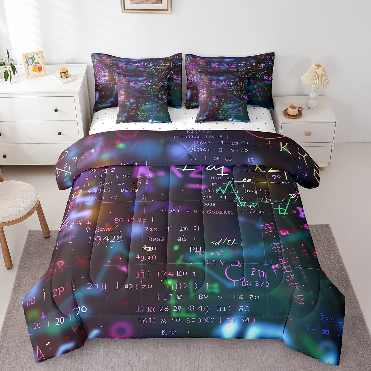 Math Equation Bed in a Bag Twin 7 Pieces - Twin Size Comforter Set ...