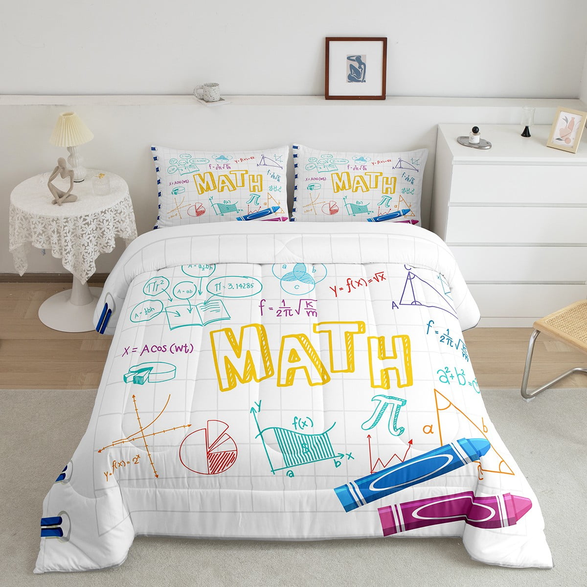 Math Equation Bedding King Size Math Theme Comforter Set for Boys Girls ...