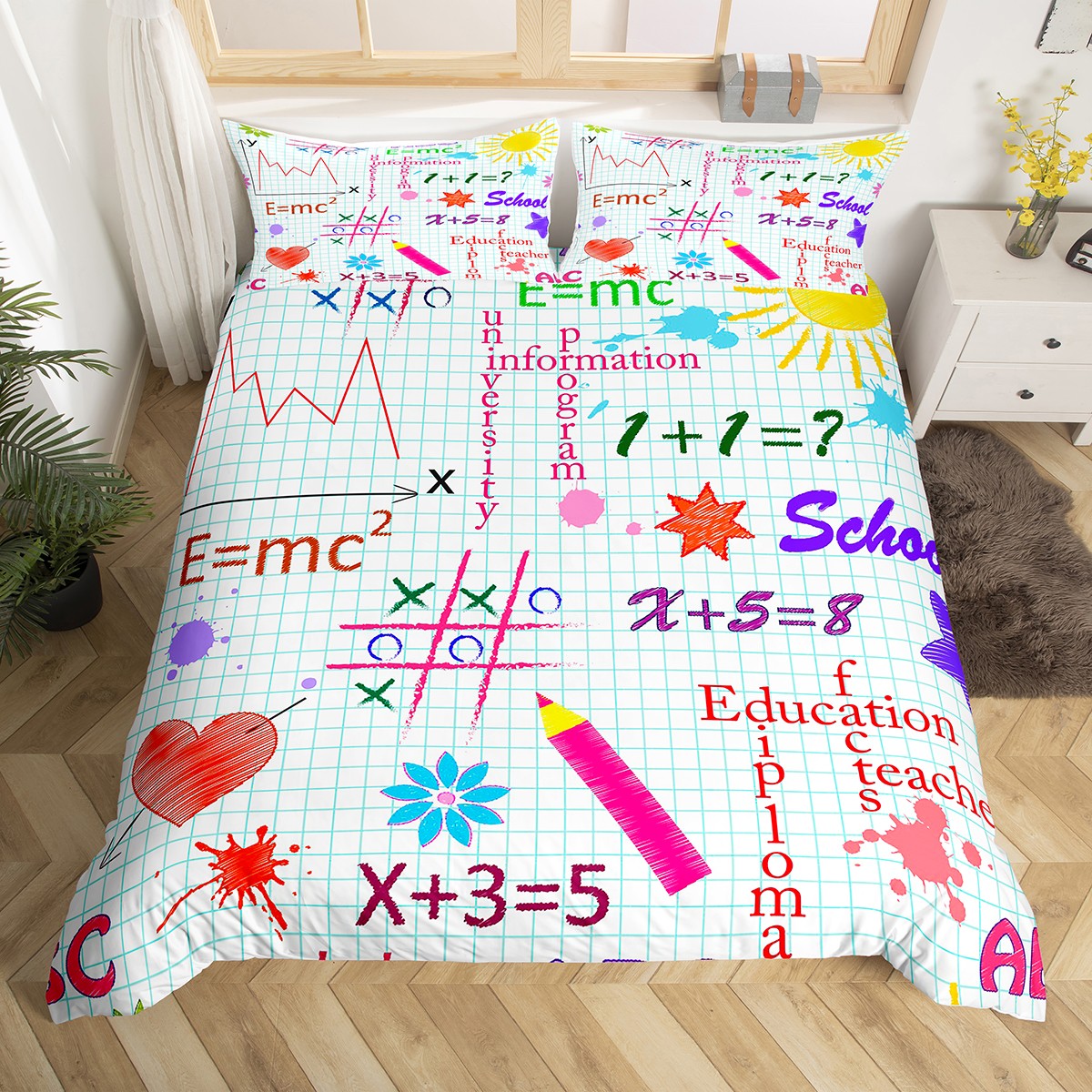 Math Equation Bedding Set for Boys Girls Math Theme Duvet Cover ...