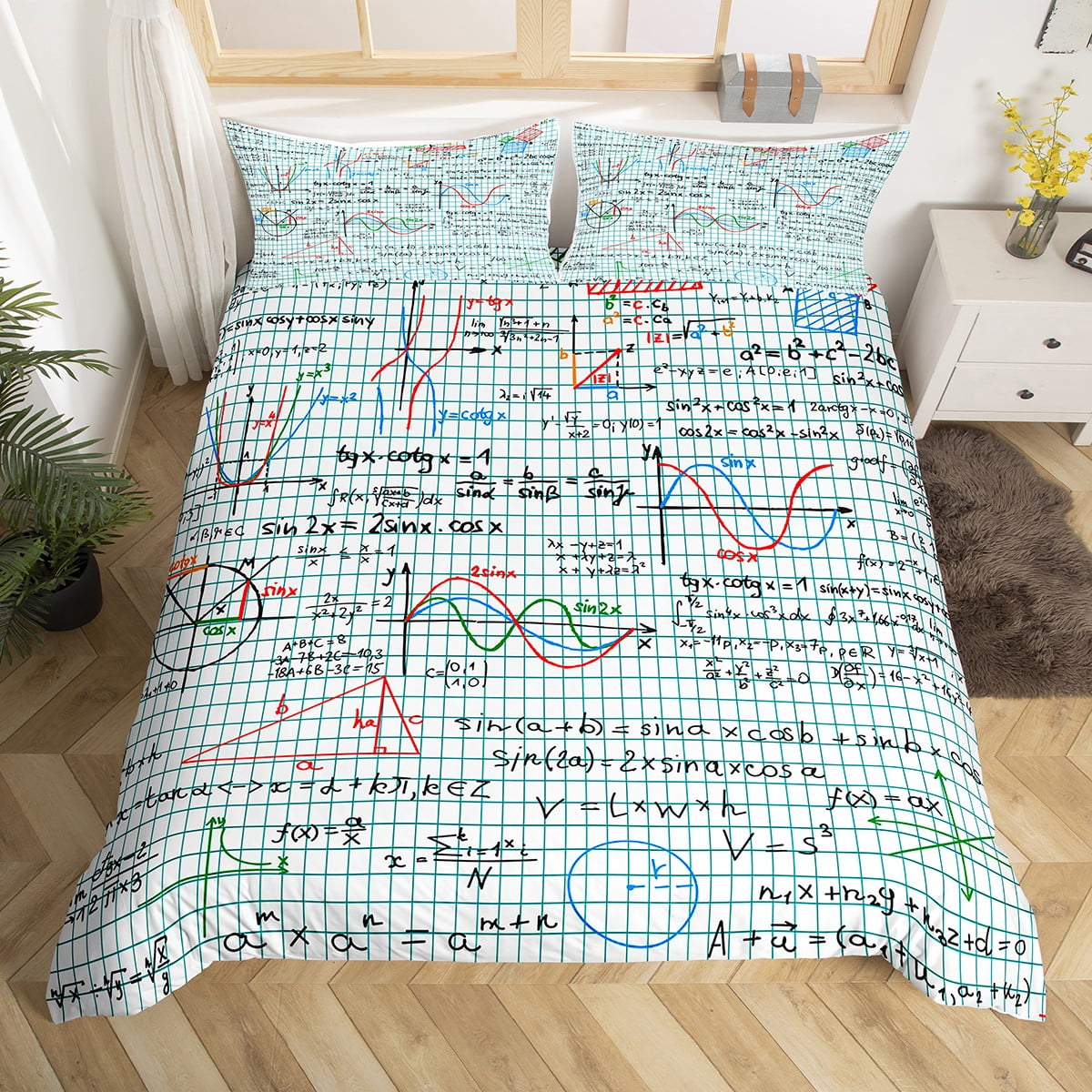 Math Equation Bedding Set King For Boys Girls Mathematics Formula Duvet ...