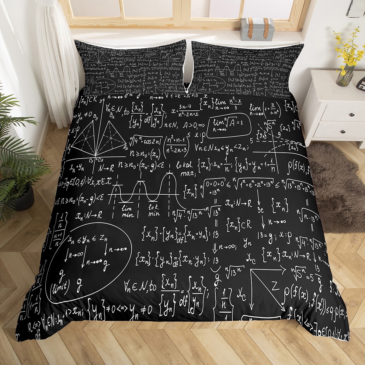 Math Equation Bedding Set Math Geometry Science Theme Duvet Cover Queen ...